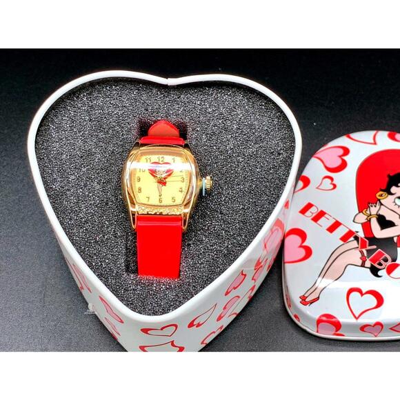 Betty Boop | Other | Vintage Betty Boop Heart Tin Watch Gift Set Red ...